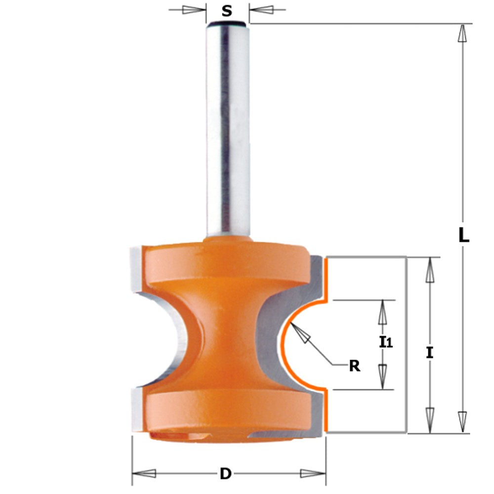 Buy CMT Bull Nose Bit - 9.5mm Radius 1/2" Shank by CMT online - Carbatec