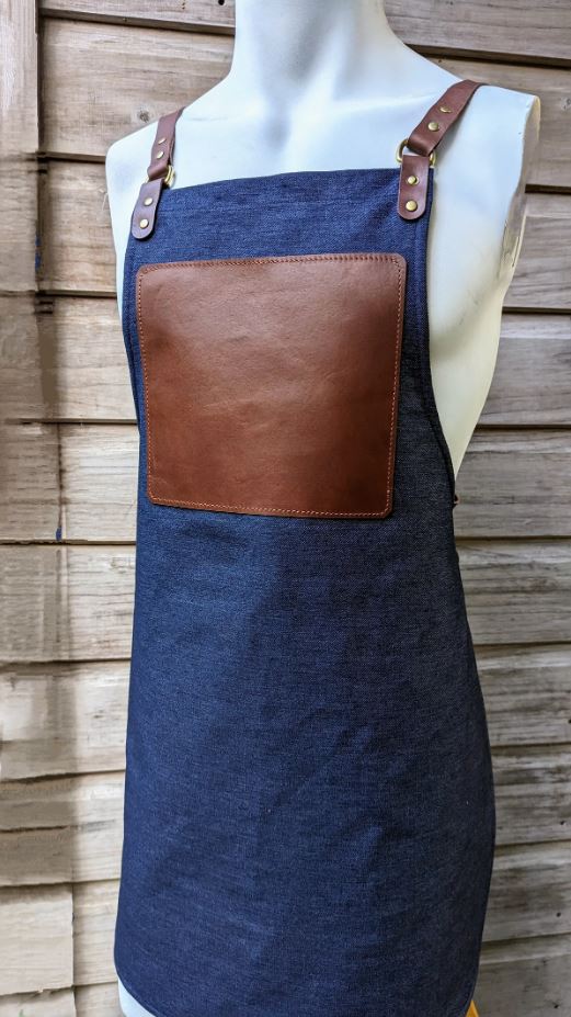 Buy En Mina Denim and Leather Carving Apron by EN MINA LEATHER online ...